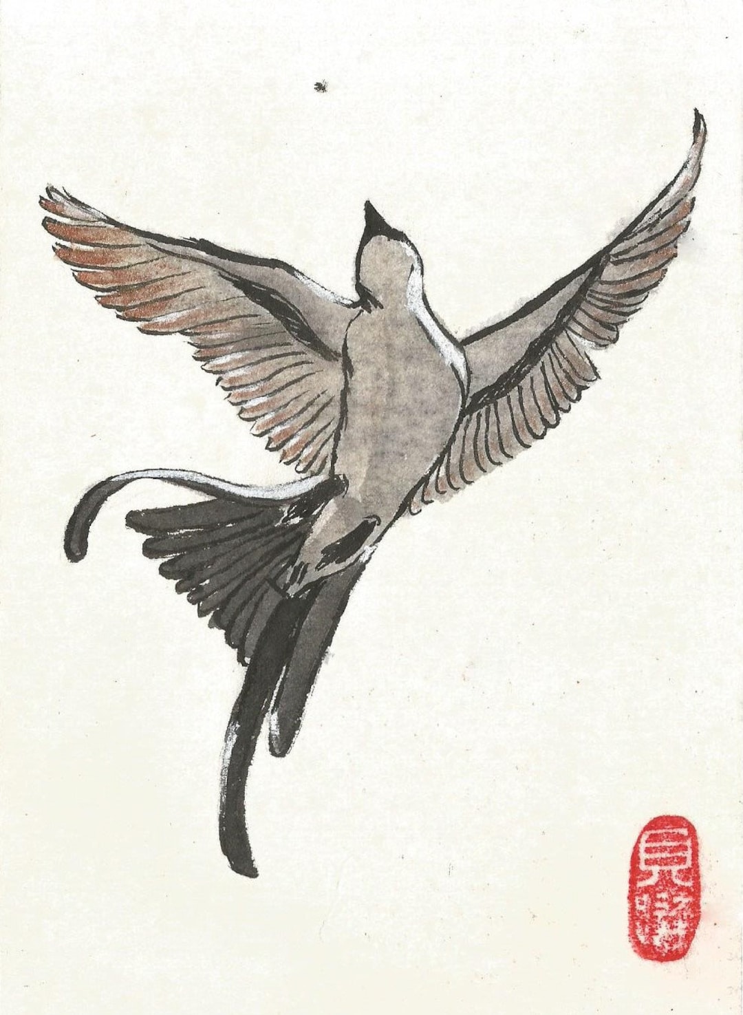 Hand-painted Dancing Bird Print Blank Greeting Card - Etsy