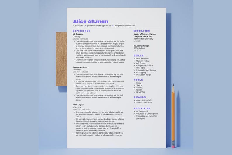UX Designer Resume Template, Minimalist ATS Friendly Canva Job ...