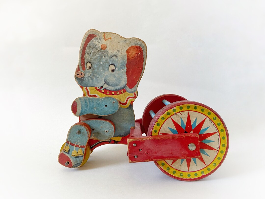 Vintage Fisher Price Jumbo Rolo Wooden Elephant, 755, 1951-1952 Pull ...