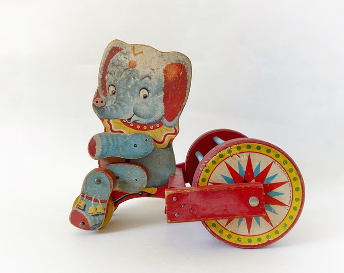 Vintage Fisher Price Jumbo Rolo Wooden Elephant, #755, 1951-1952 Pull ...