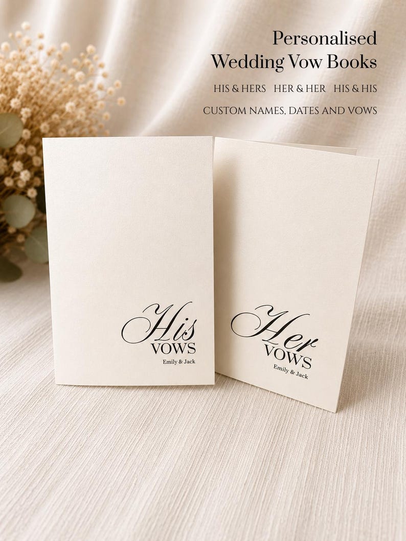 His & Hers Custom Wedding Vow Cards - Etsy