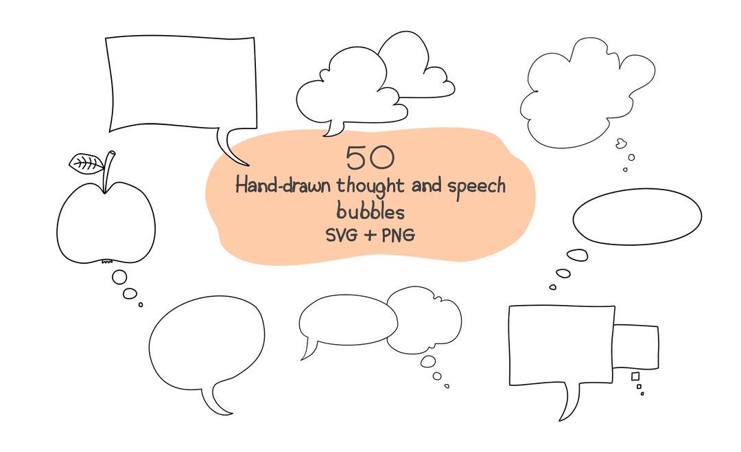 Hand-drawn Vector Art Speech and Thought Bubbles in Svg and Png Format ...