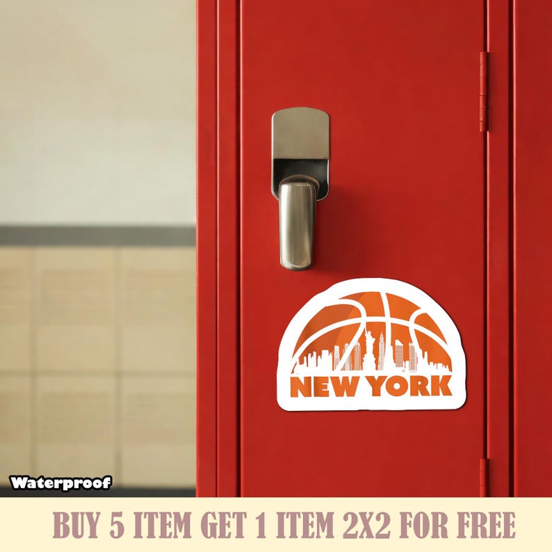 New York Basketball Sticker Magnet, NYC Skyline Basketball Decal ...