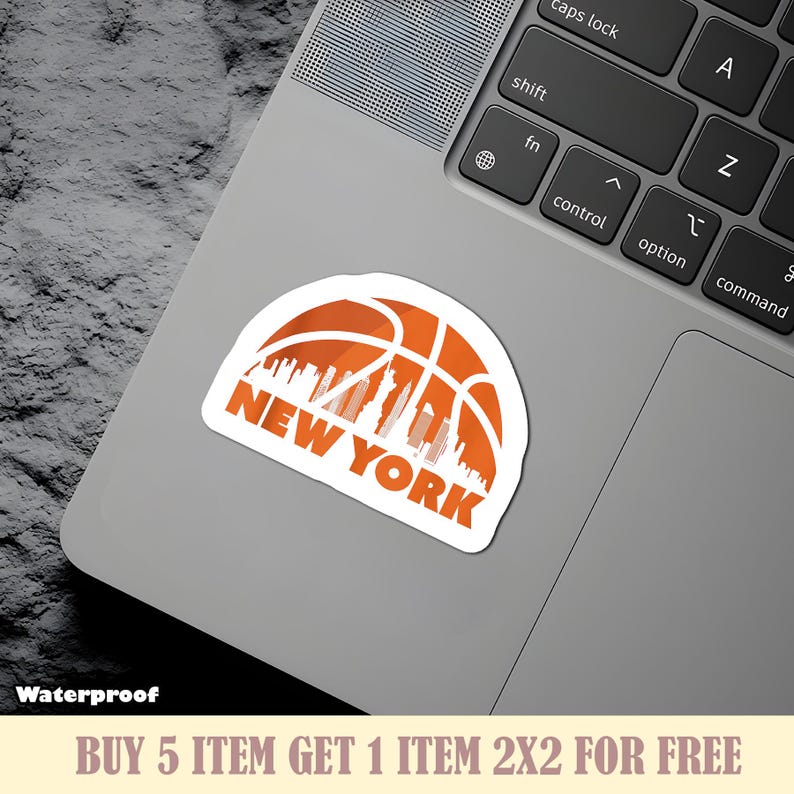 New York Basketball Sticker Magnet, NYC Skyline Basketball Decal ...