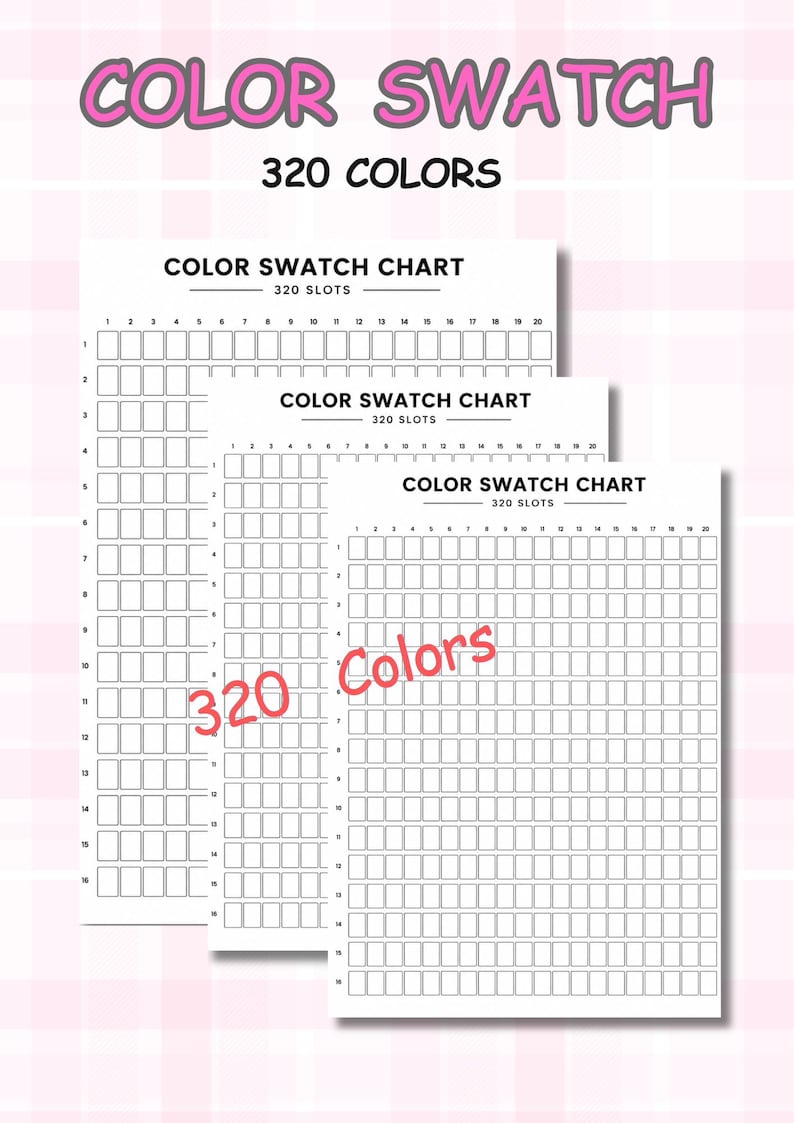 320 Color Swatch Chart Printable | Pastel Pink Artist Color Tracker ...
