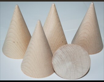 5 Wooden cones 2 tall wooden contemporary Christmas | Etsy