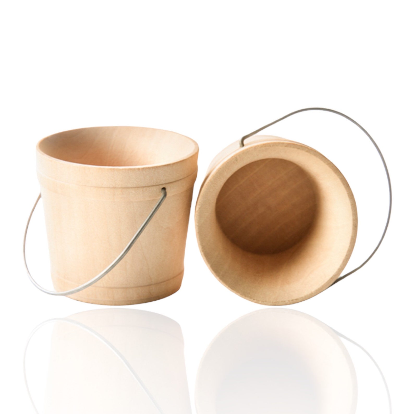 QTY 5 1-7/8 Wooden Bucket With Wire Handle, Wooden Pail, Miniature ...
