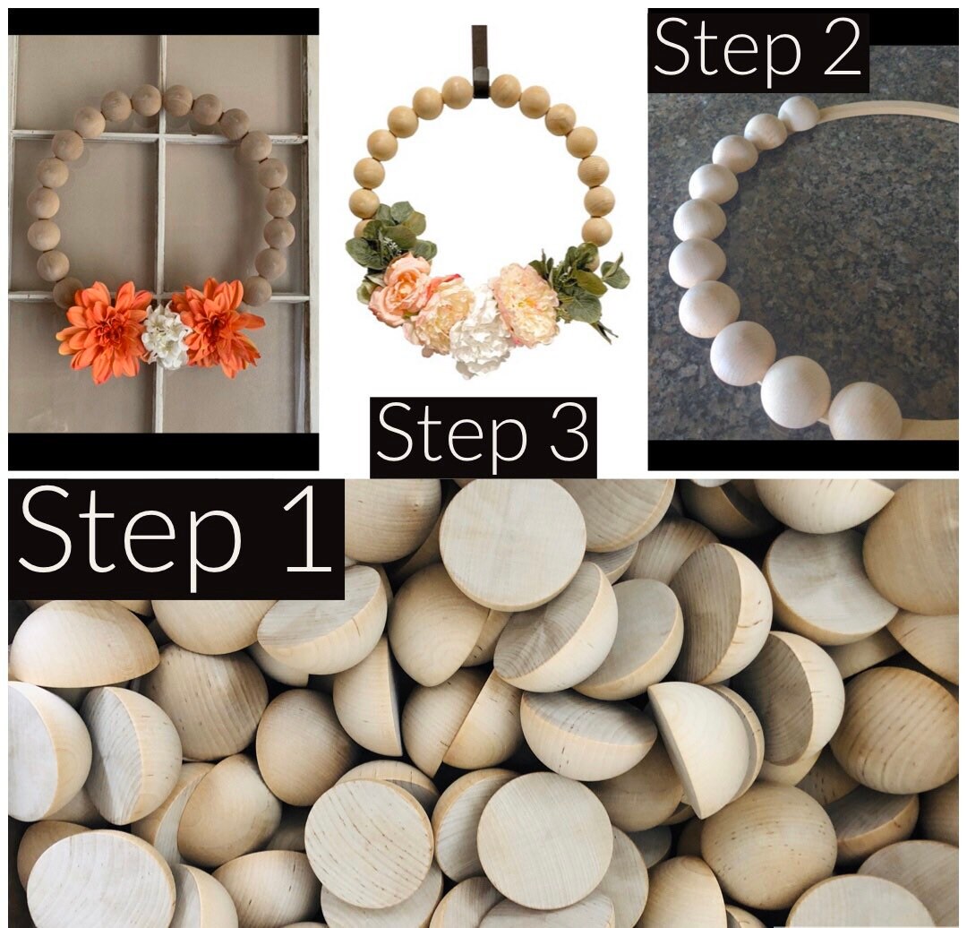 QTY 10 Wood Half Split Balls Choose Your Size Door Wreath - Etsy Canada