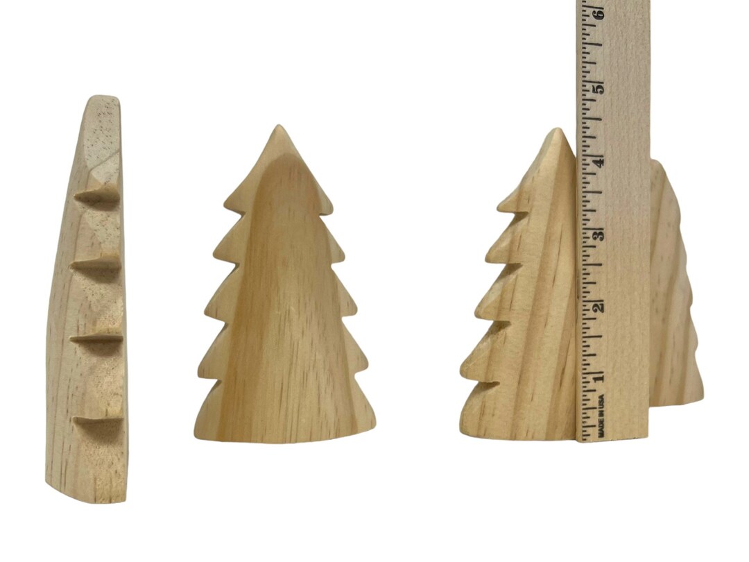 QTY 5 4.5 Wood Trees, Miniature Tree, Christmas Tree, Christmas Decor ...