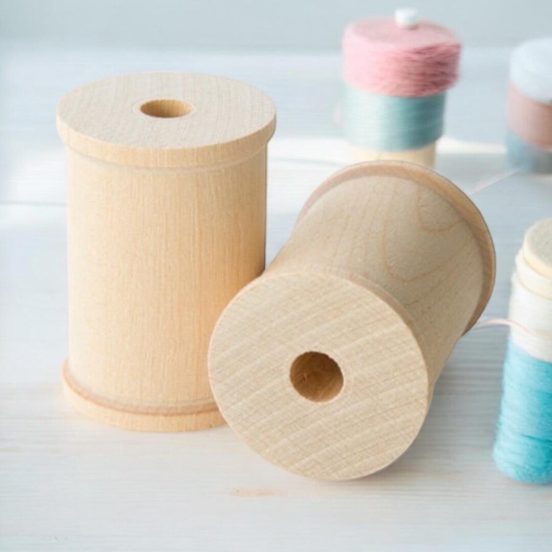 Set of 25- 2-1/8" Tall Wooden Spool, Wooden Spool for Twine or Thread ...