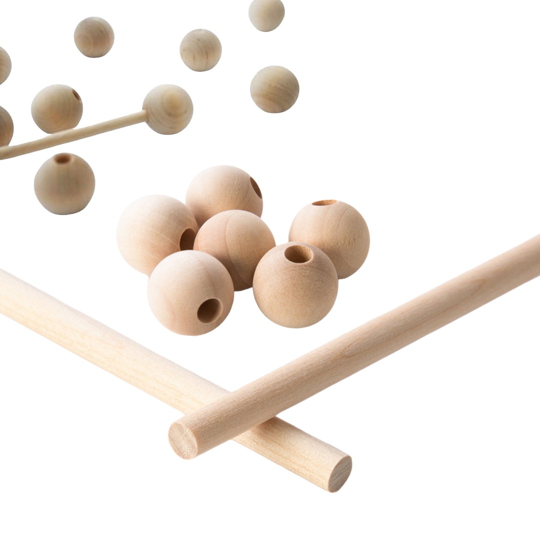 Wooden Dowel End Caps 3/4" Wood Balls With 1/4" Hole Caps for Dowel Rod ...