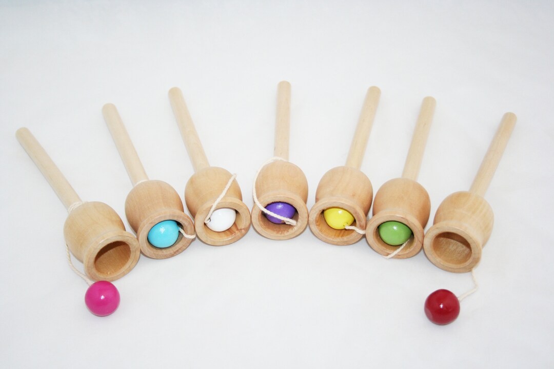 QTY 1 Plop in the Top, Classic Ball and Cup Toy, Old Time Toy, Wooden ...