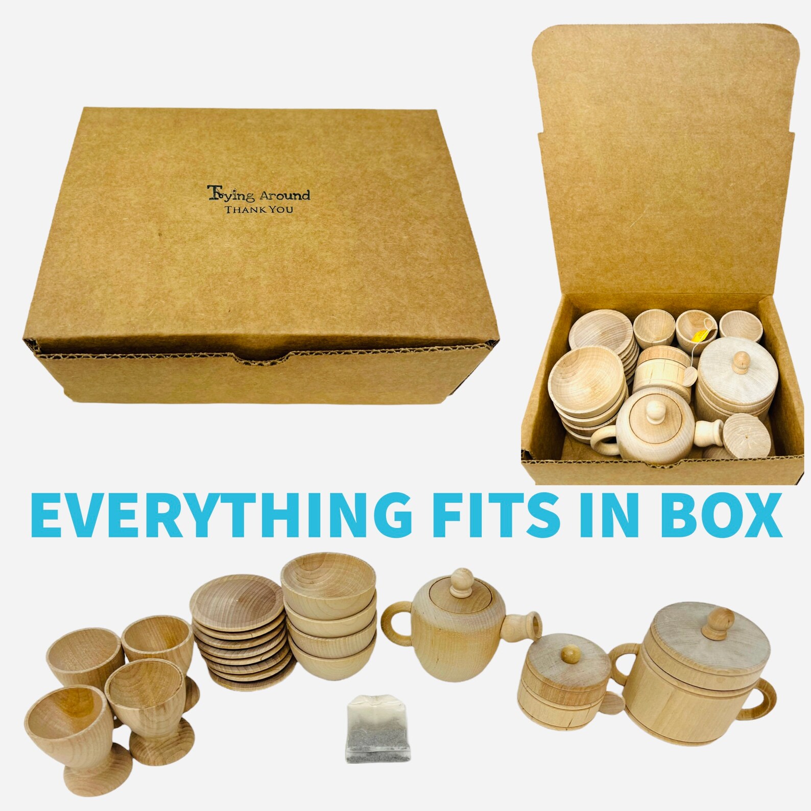 QTY 20 Piece Tea Time Set Wood Tea Set Kids Playset Wood - Etsy