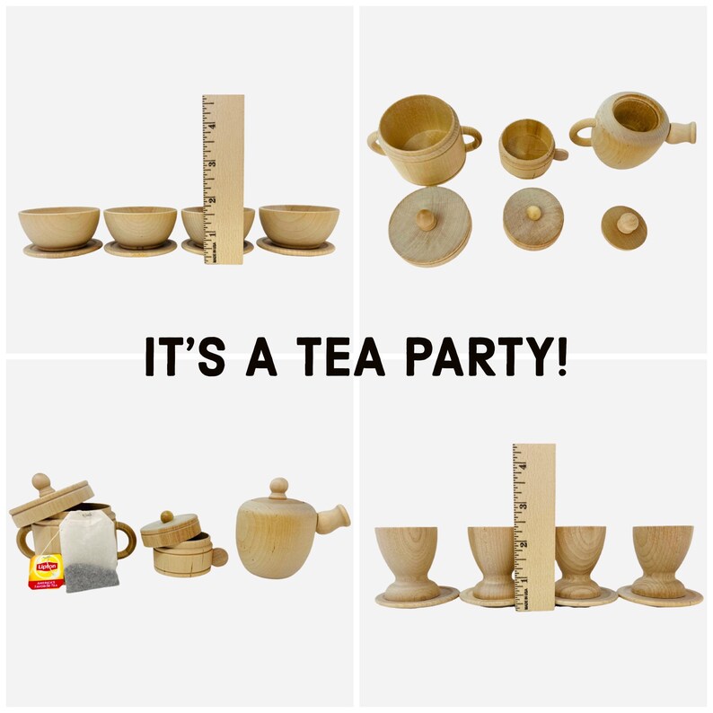 QTY 20 Piece Tea Time Set Wood Tea Set Kids Playset Wood - Etsy