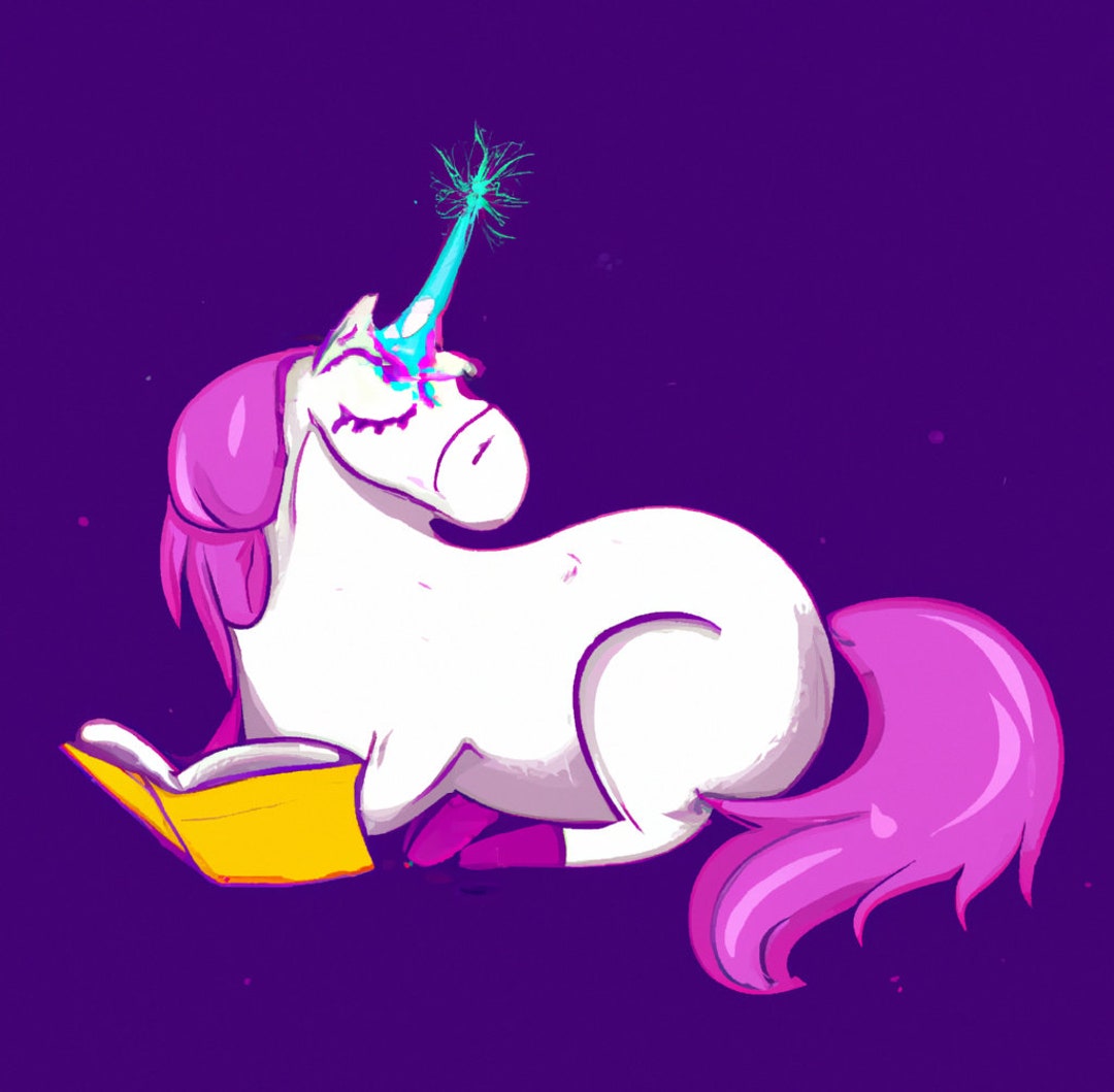 Unicorn Reading a Book - Etsy