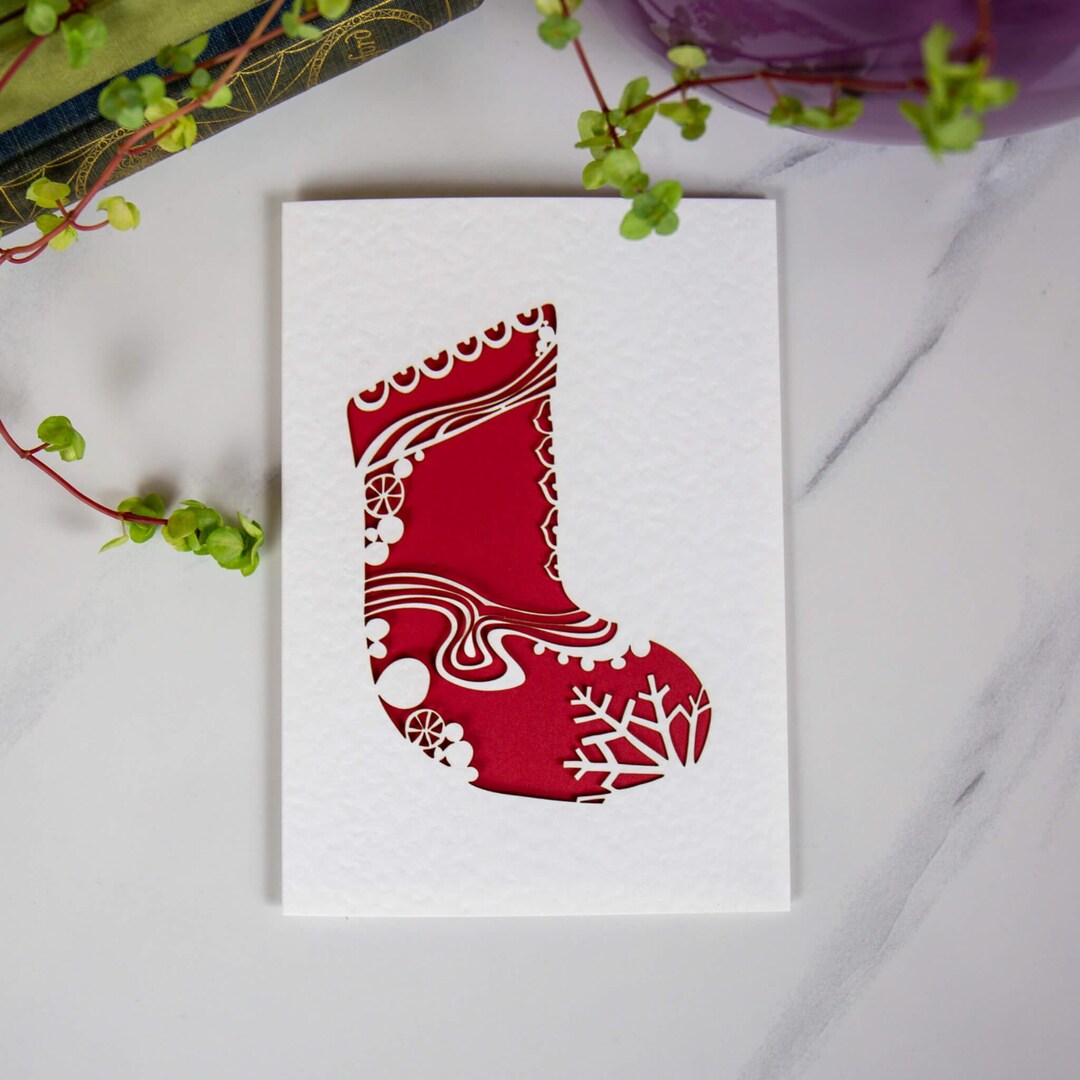 Laser Cut Festive Stocking Unique Christmas Card - Etsy