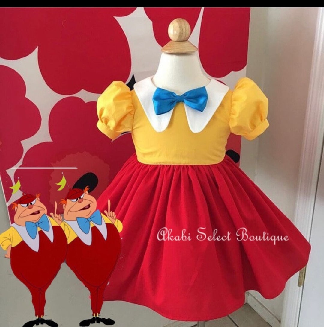Custom Made to Order Disney Tweedle Dee & Tweedle Dum Inspired Dress Sz ...