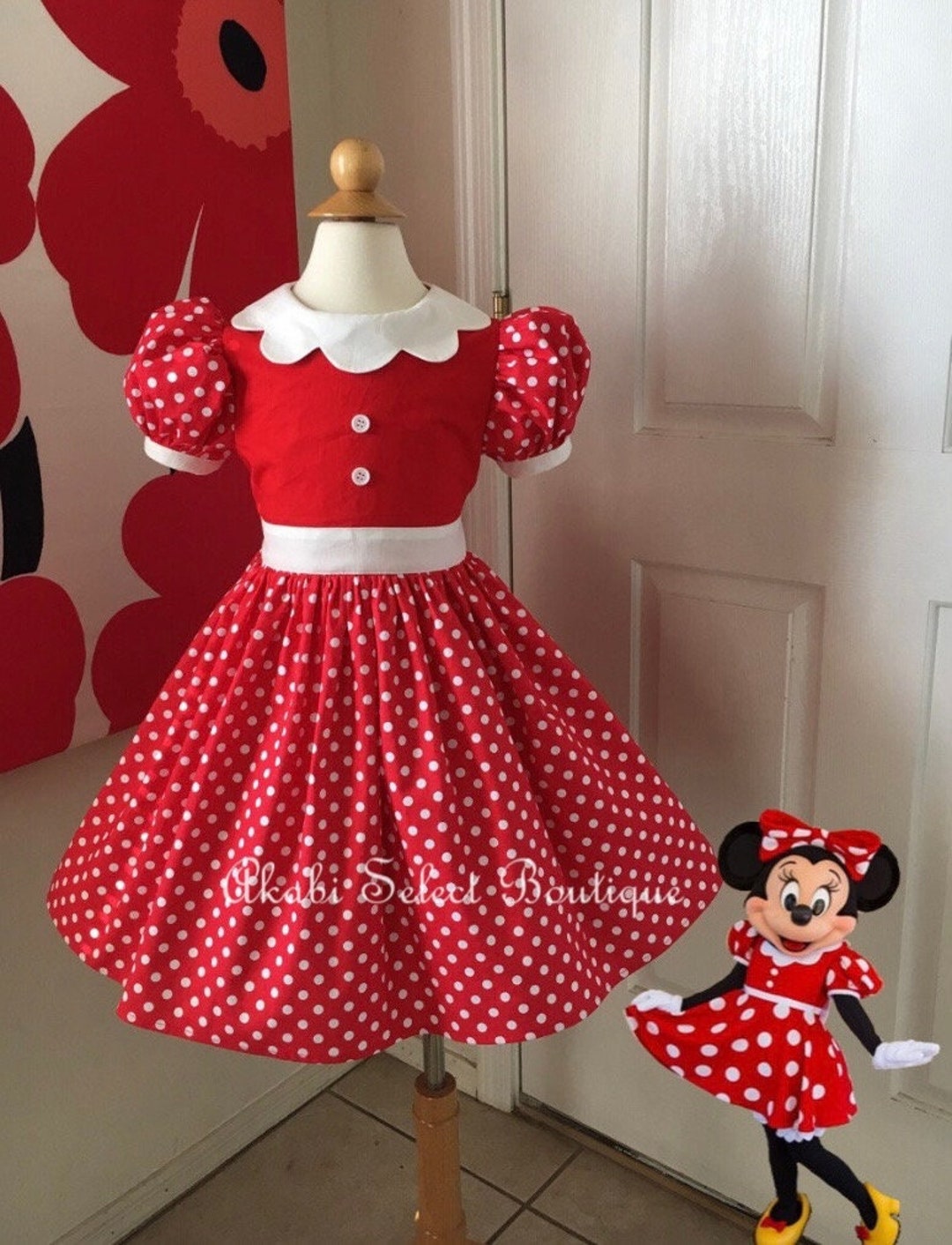 Custom Made to Order Minnie Mouse Inspired Red Dress Sz 12M to 10Y - Etsy