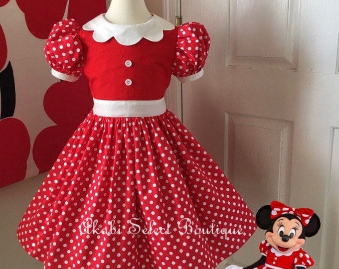 Custom Made to Order Minnie Mouse Inspired Red Dress Sz 12M to 10Y - Etsy