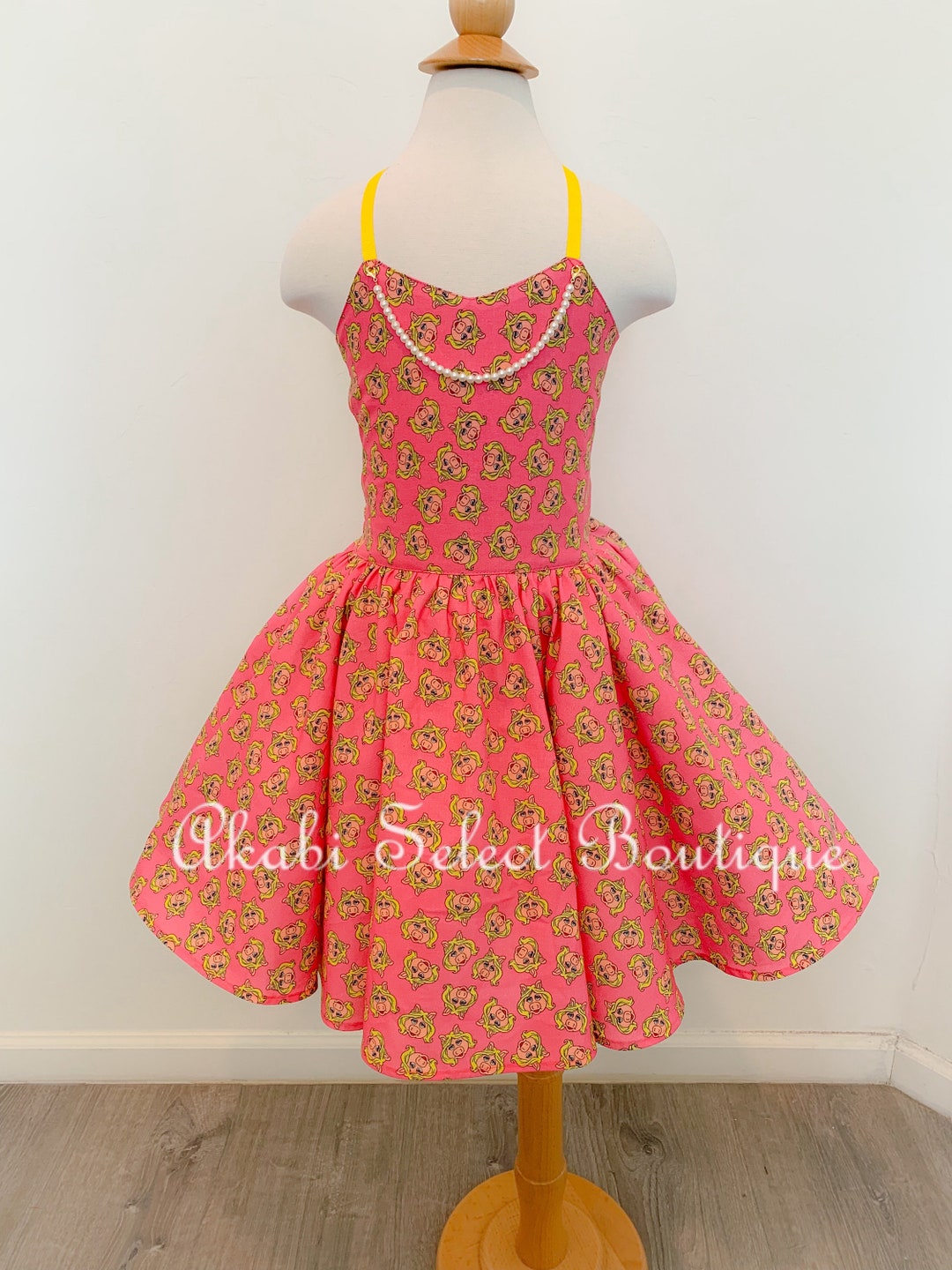 Custom Made to Order the Muppets Miss Piggy Tie Back Dress Sz 6m to 10Y ...