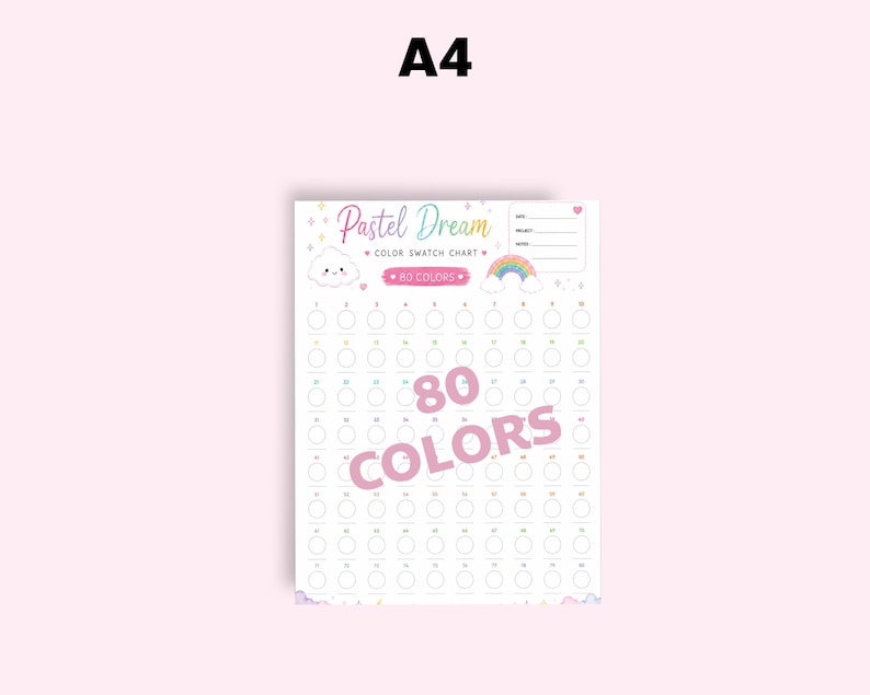 Color Swatch Chart Printable PDF, 80 Blank Swatches, A4 Color Palette ...