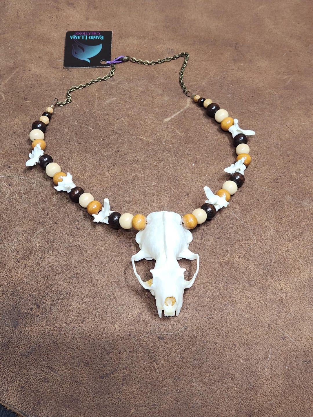 Mink Skull, Mink Vertebrae, and Wooden Bead Necklace - Etsy