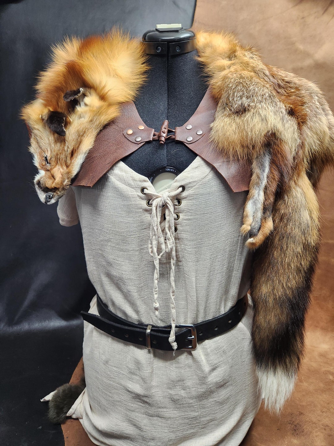 Red Fox Fur Mantle With Brown Deerskin - Etsy