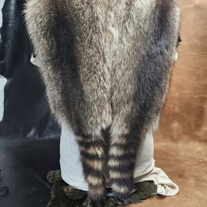 Double Raccoon Pelt Mantle, Cape on Black Leather Base - Etsy