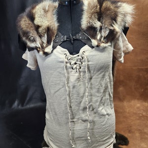 Double Raccoon Pelt Mantle, Cape on Black Leather Base - Etsy