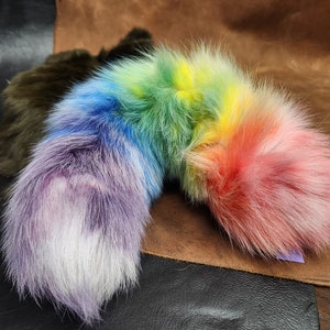 Rainbow Dyed Real Fox Tail, Soft Furry Keychain, Costume Accessory - Etsy
