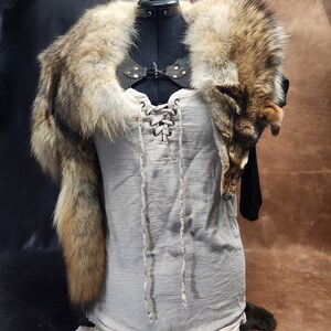 Coyote Pelt Fur Mantle With Black Deerskin - Etsy