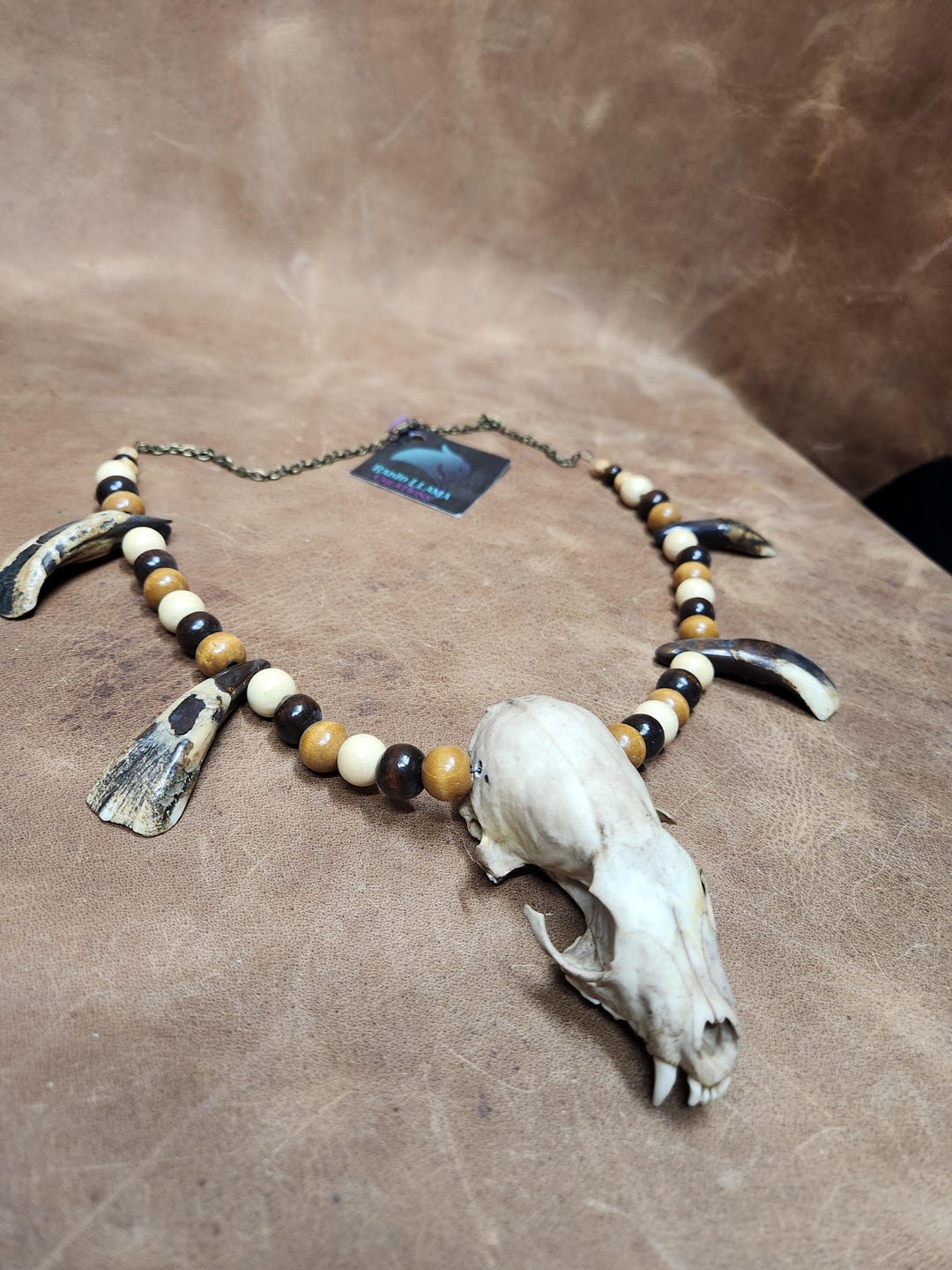 Mink Skull, Buffalo Teeth, and Wooden Bead Necklace - Etsy