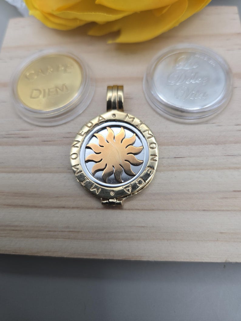 091-2026 Vintage - Chain - Pendant Coin Holder Pendant Mimoneda Pendant ...