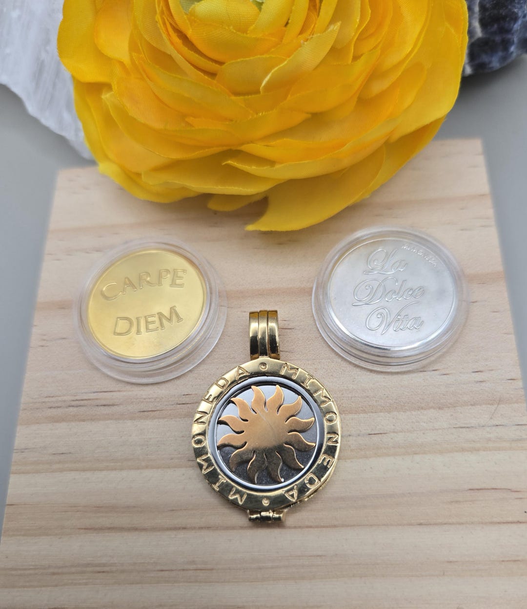 091-2026 Vintage - Chain - Pendant Coin Holder Pendant Mimoneda Pendant ...