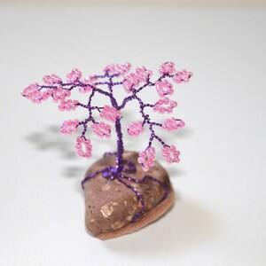 Mini Wire Tree With Pink Seed Beads Purple Color-coated Wire - Etsy