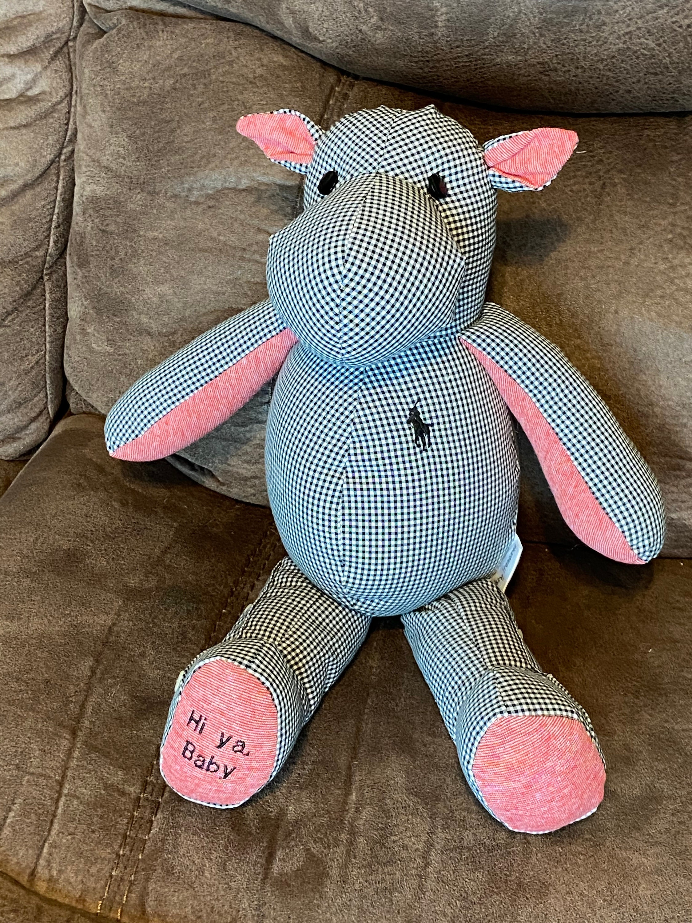 Memory Hippo Keepsake made from clothing of a loved one | Etsy