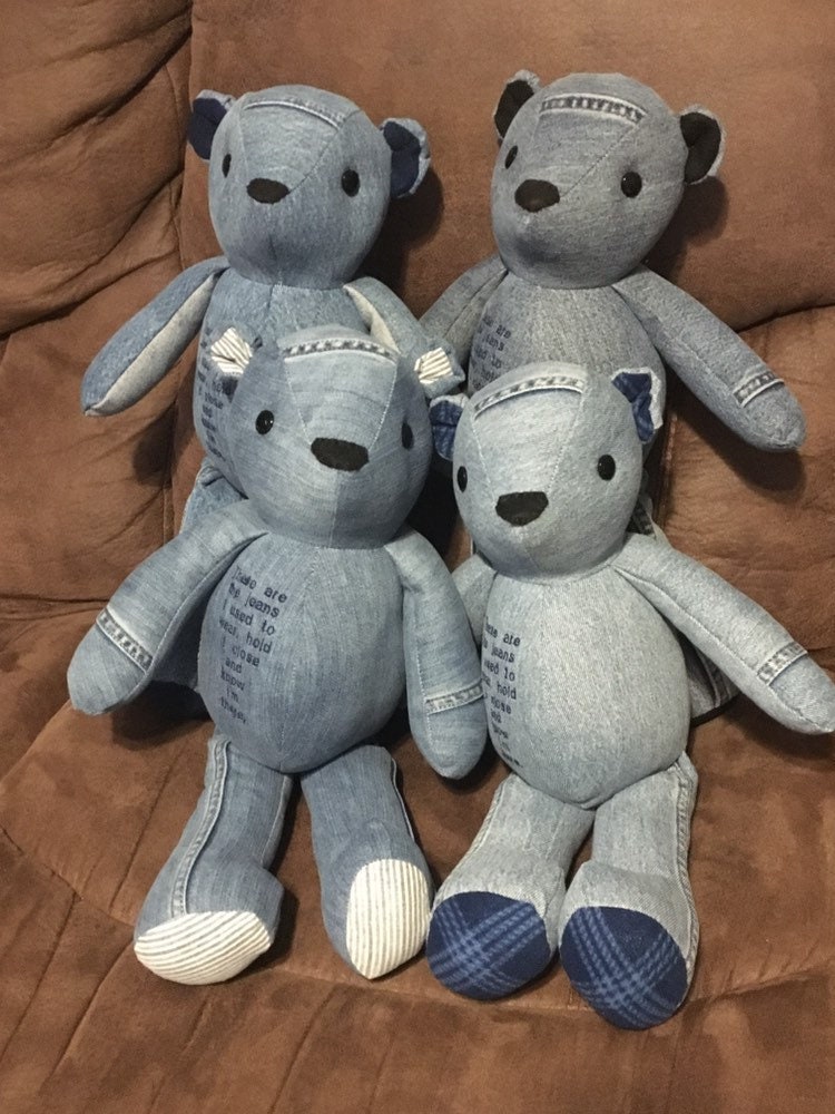 Memory Bear Keepsake Made From Jeans Shirts and Sweaters | Etsy
