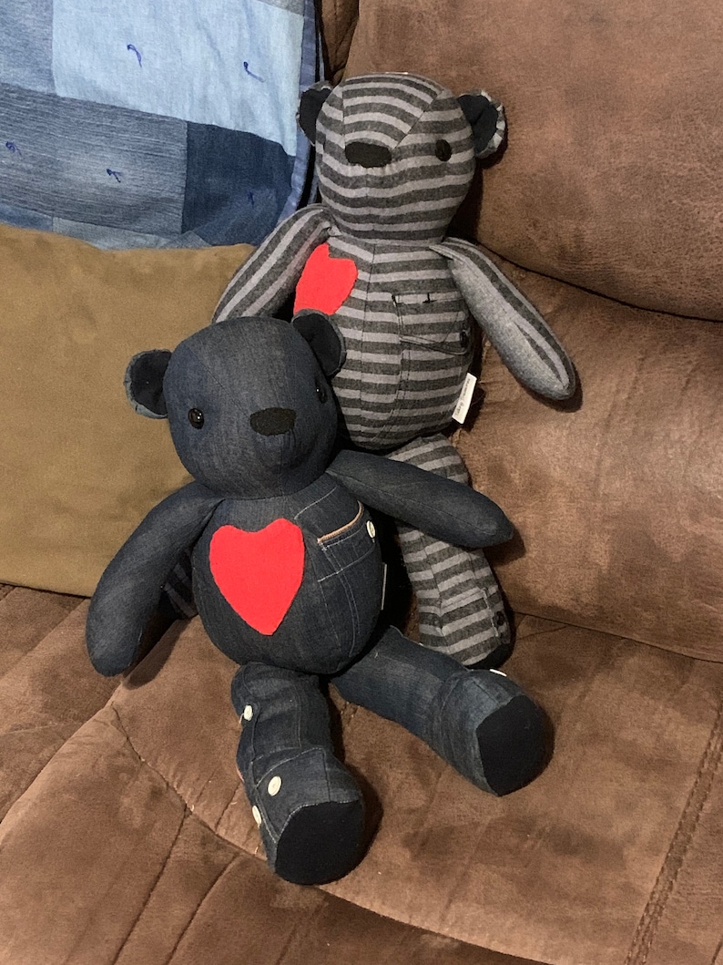 Memory Teddy Bear Keepsakes Made From Clothes of a Loved One - Etsy