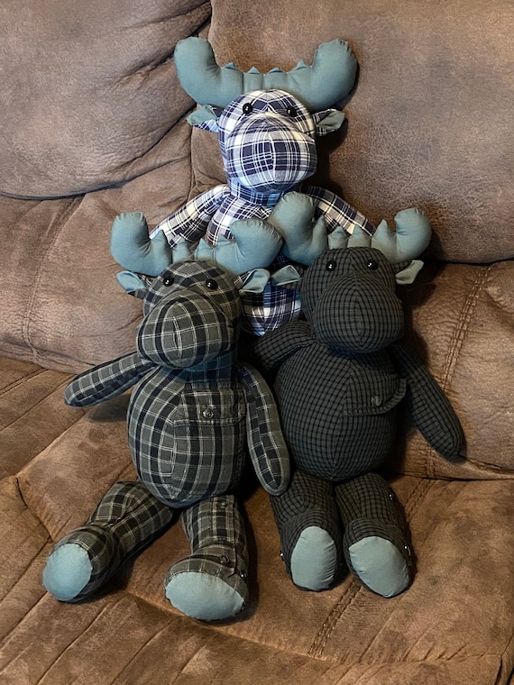 Memory Moose or Bear Keepsake Made From Dad s or Grandpa s Flannel Shirt Etsy Canada