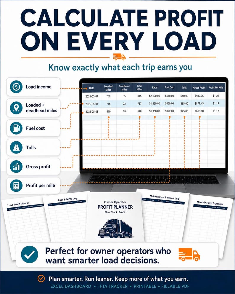 Truck Driver Tax Deduction Spreadsheet, Owner Operator Expense Tracker ...