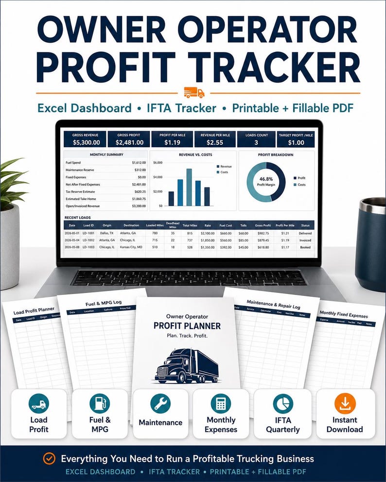 Truck Driver Tax Deduction Spreadsheet, Owner Operator Expense Tracker ...