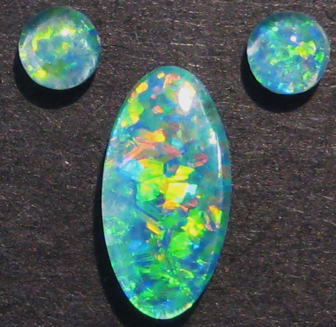 Natural Australian Opal Triplet Set Suit Pendant / Ring and Earrings ...