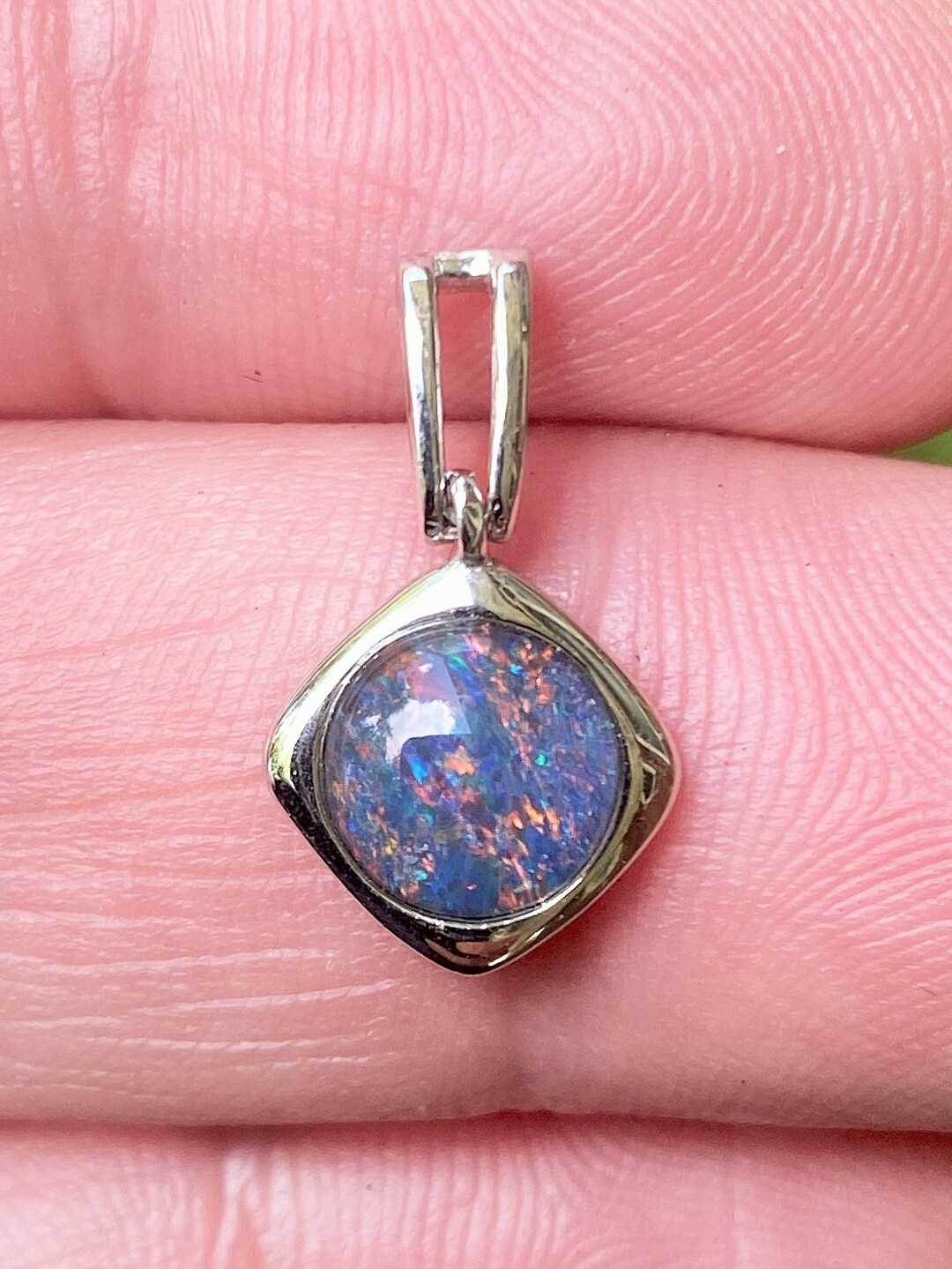 Pretty Natural Australian Triplet Opal and Solid Sterling Silver Charm ...