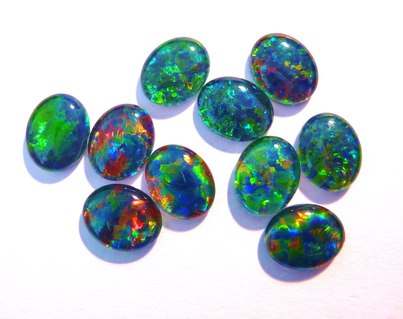 Parcel of 10 Bright Natural Australian Opal Triplets 10x8mm Gem Grade ...