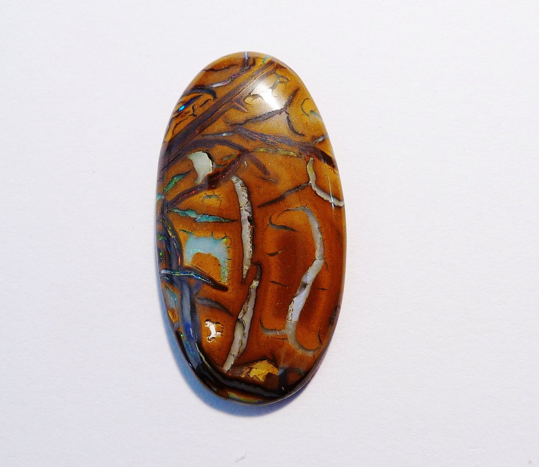 Natural Solid Australian Queensland Boulder Opal Cut Stone 11.5ct Oval ...