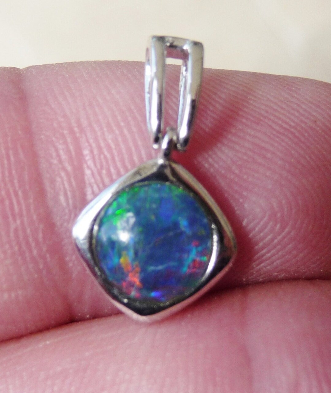 Stunning Australian Triplet Opal and Sterling Silver Charm Pendant ...