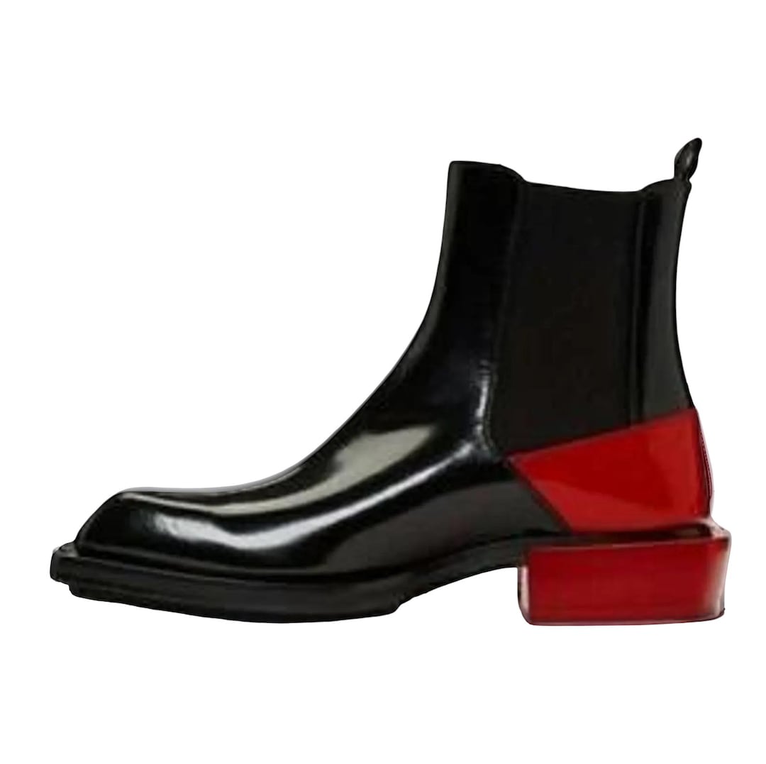 Christian Louboutin Men's Black and Red Half Chelsea Boots - Etsy Australia