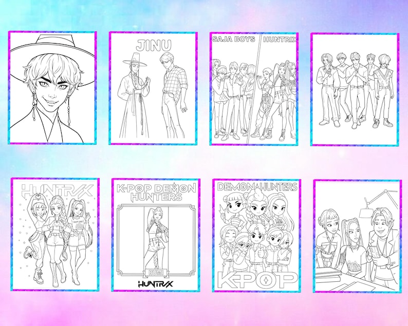 Demon Hunters Kpop Coloring Pages K-pop Coloring Book for Kids Birthday ...