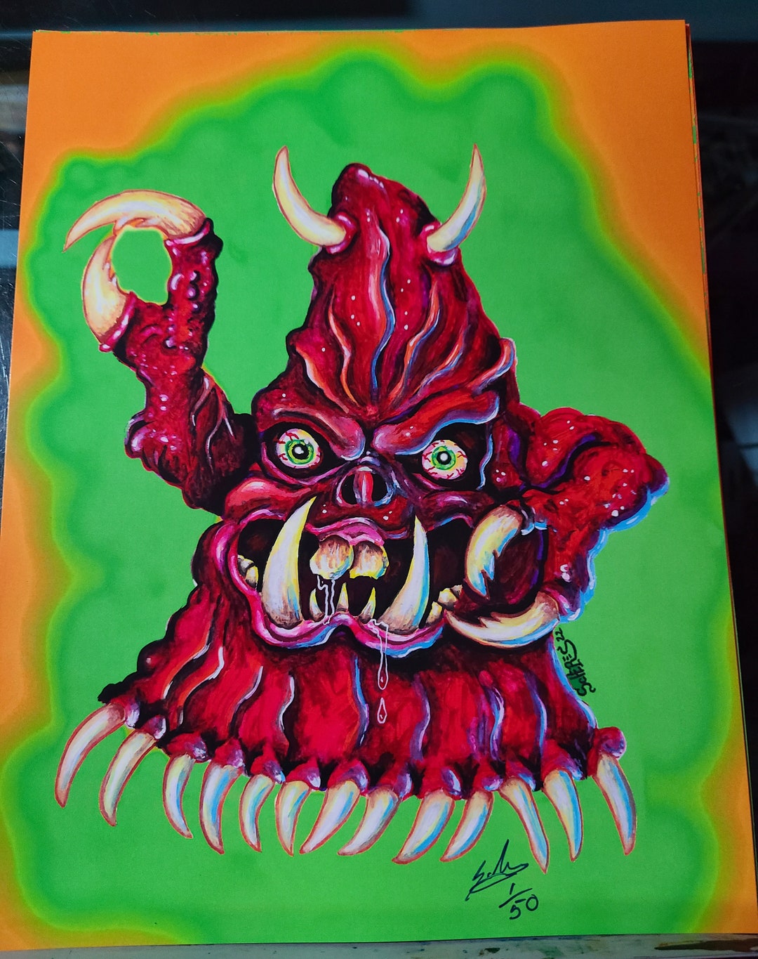 Monster Art Print It Conqured the World B Movie Horror Limited Signed ...