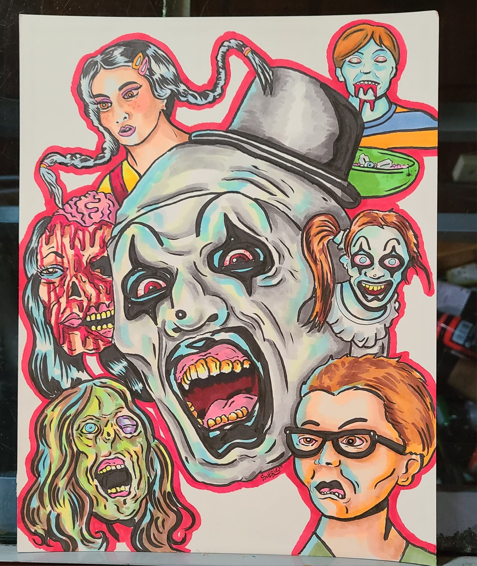 Terrifier Horror Art Original Drawing Art the Clown Sleaze Gross Horror ...